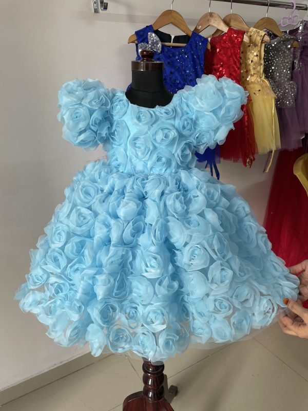 Sky Blue Flower Theme Designer Gown Purple NZD 0018 Latest Frock