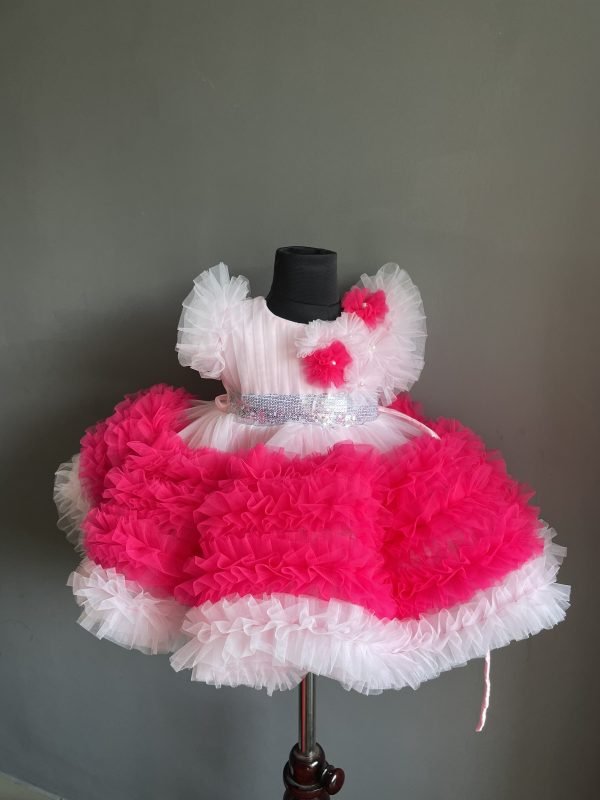 Baby pink & Red colour frock collection : NZD-00106 | Latest Frock ...