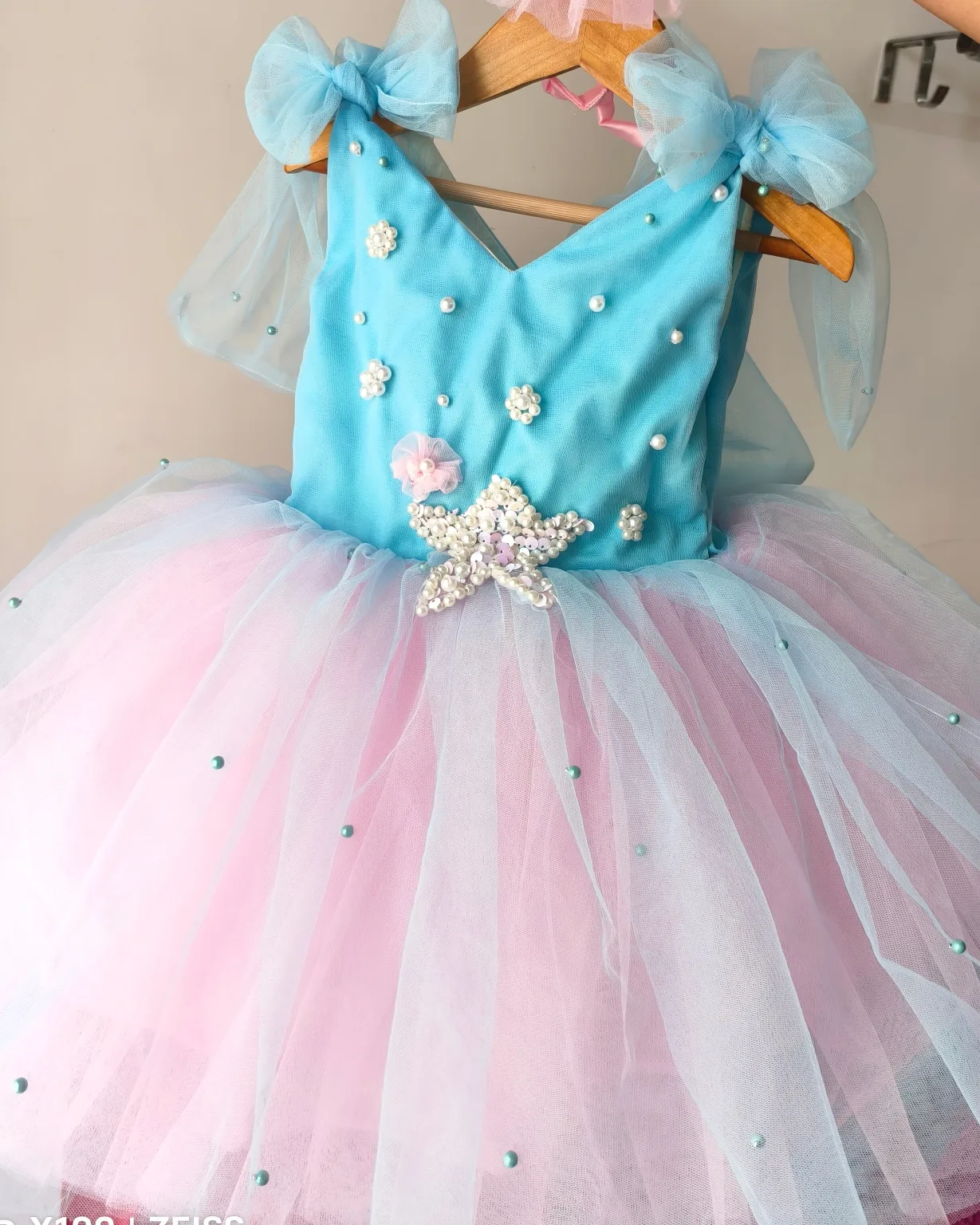 Sky blue & Pink Party wear design frock collection |Birthday wear ...